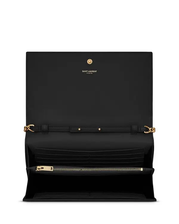 Saint Laurent Cassandre Chain Wallet - Black