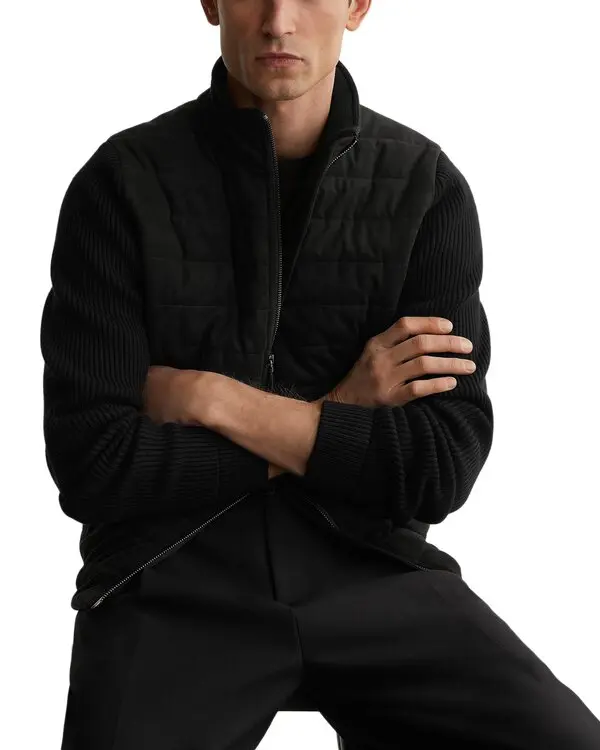 REISS Bram Zip Through Funnel Jacket - Black