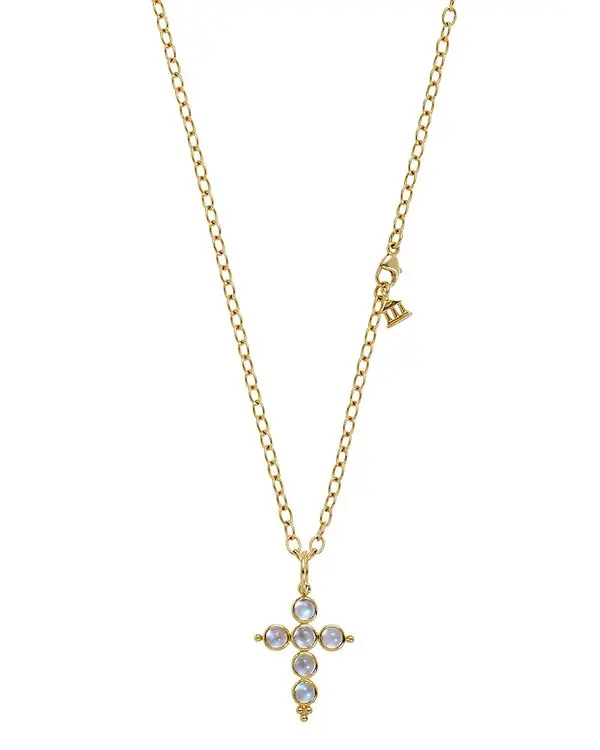 Temple St. Clair 18k Yellow Cross Pendant With Moonstone - Gold