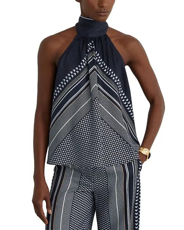 REISS Anna Halter Top - Navy