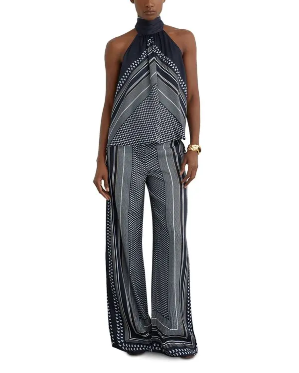 REISS Anna Halter Top With Geometric Print