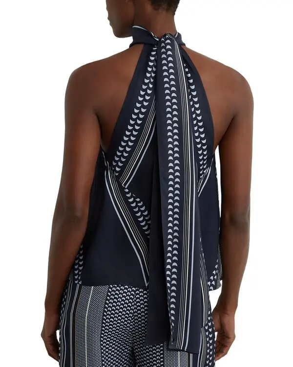 REISS Anna Halter Top With Geometric Print