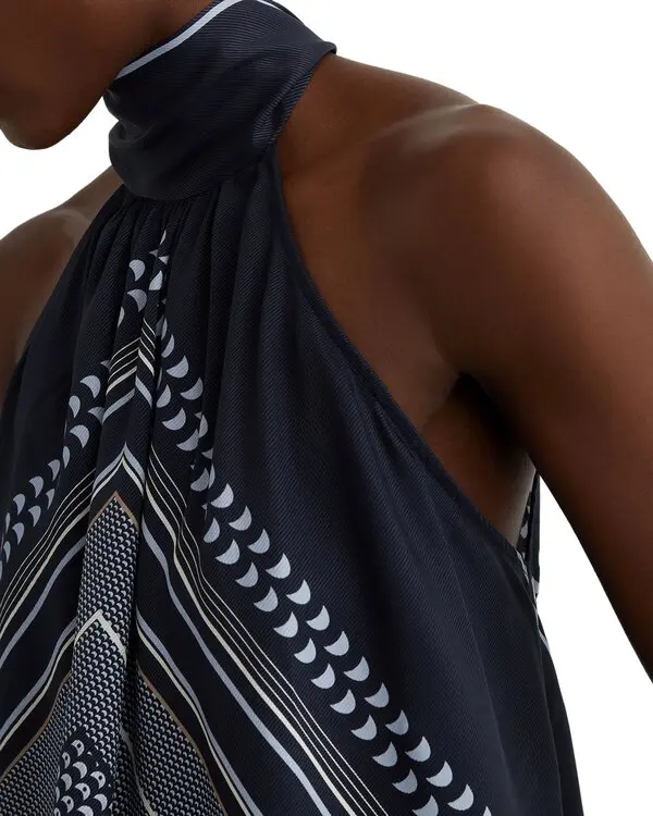 REISS Anna Halter Top With Geometric Print