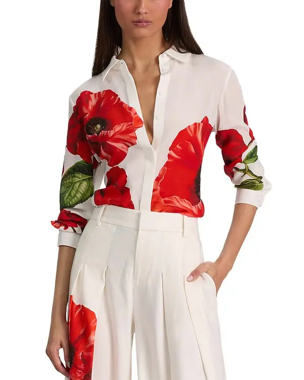 Alice + Olivia Willa Silk Top - Summer Poppy
