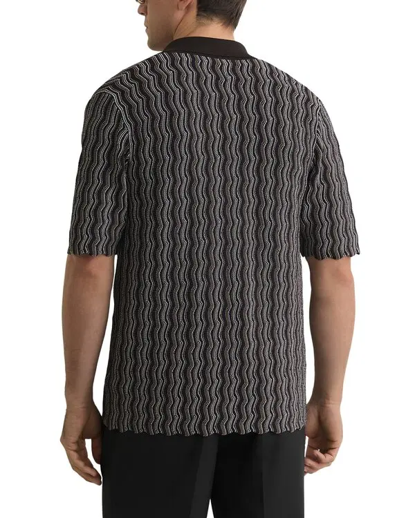 REISS Cuban Collar Wavy Pattern Shirt