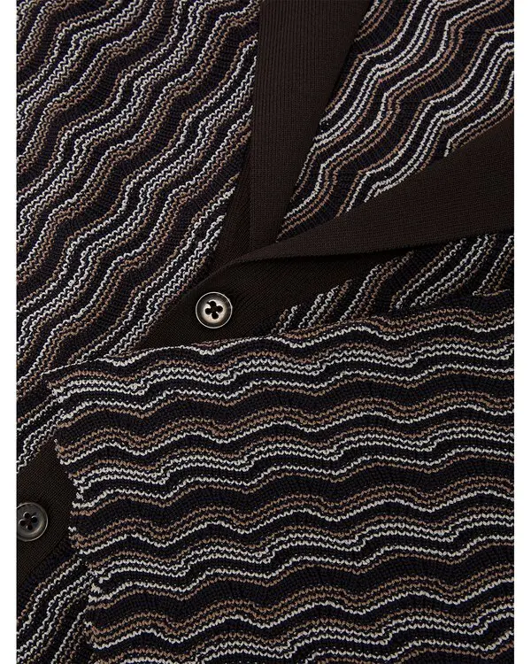 REISS Cuban Collar Wavy Pattern Shirt