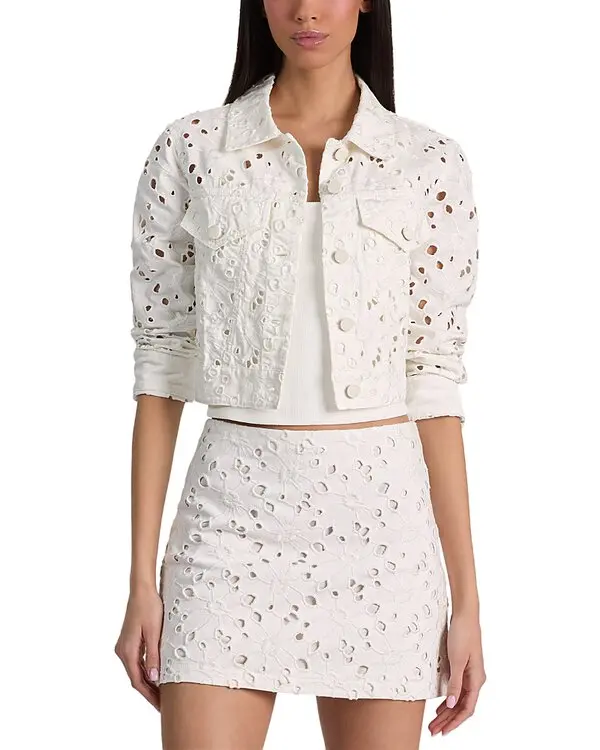 Alice + Olivia Chloe Boxy Cropped Jacket - Off White