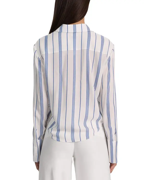 Alice + Olivia Hannon Tie Front Shirt - Off White Blue Iris