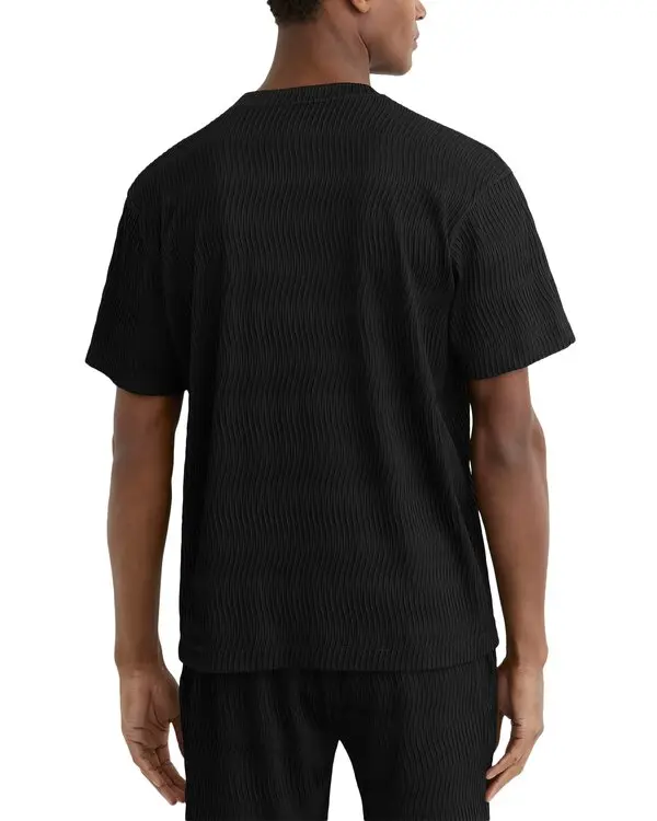 REISS Relaxed Fit Textured Wave Jacquard T-shirt - Black