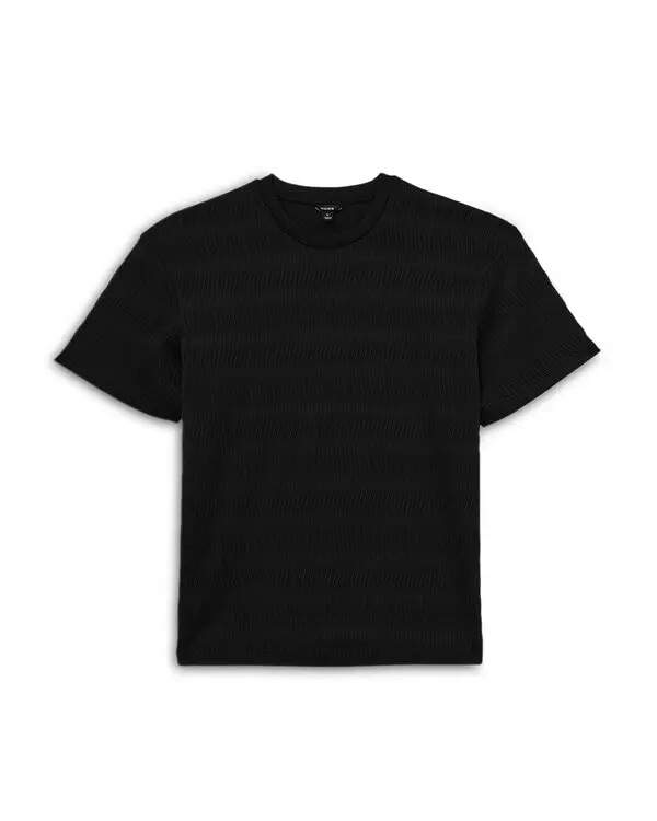 REISS Relaxed Fit Textured Wave Jacquard T-shirt - Black