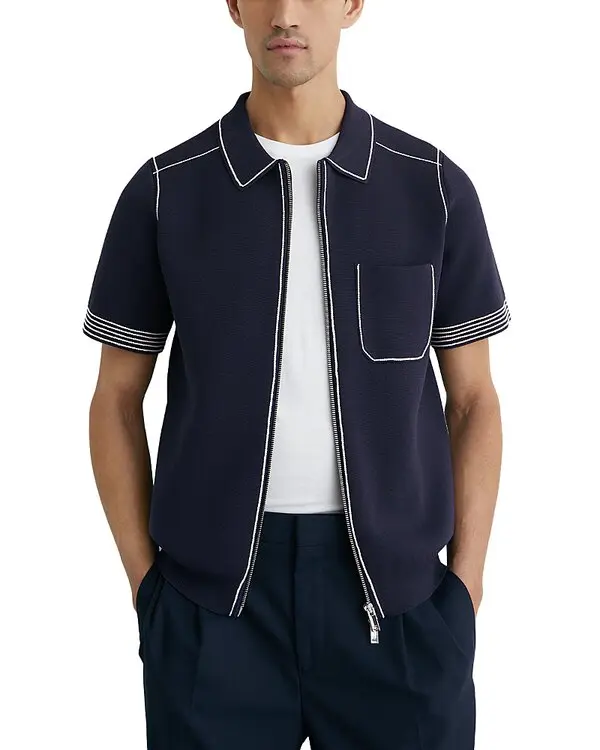 REISS Blake Regular Fit Contrast Pipe Shirt
