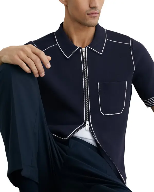 REISS Blake Regular Fit Contrast Pipe Shirt