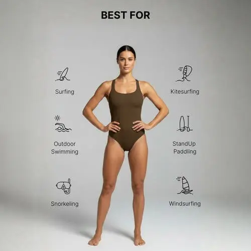 Wallien Nerida Scoop Neck One-piece Swimsuit - Coffee