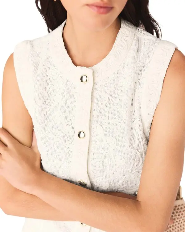Maje Laros Floral Guipure Lace Waistcoat