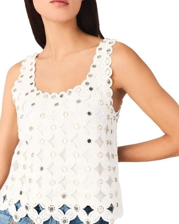 Maje Mirrored Crochet Top - White