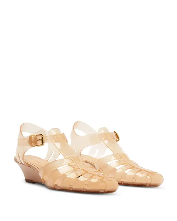 Farm Rio Fisherman Kitten Wedge Jelly Sandals - Blush