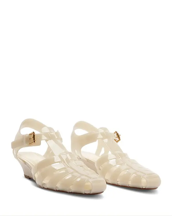 Farm Rio Fisherman Kitten Wedge Jelly Sandals - Ivory