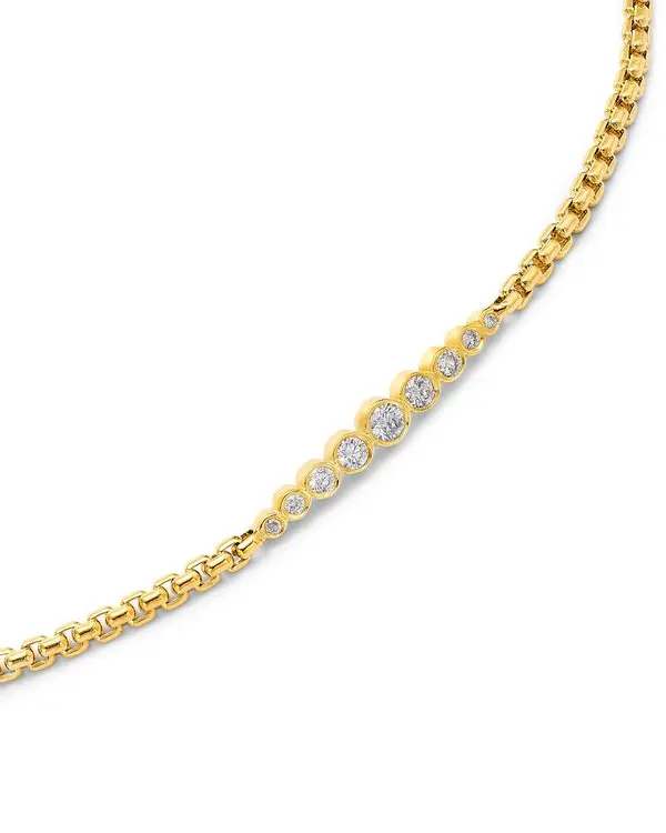Zoe Chicco 14k Yellow Diamonds Graduated Box Link Bracelet