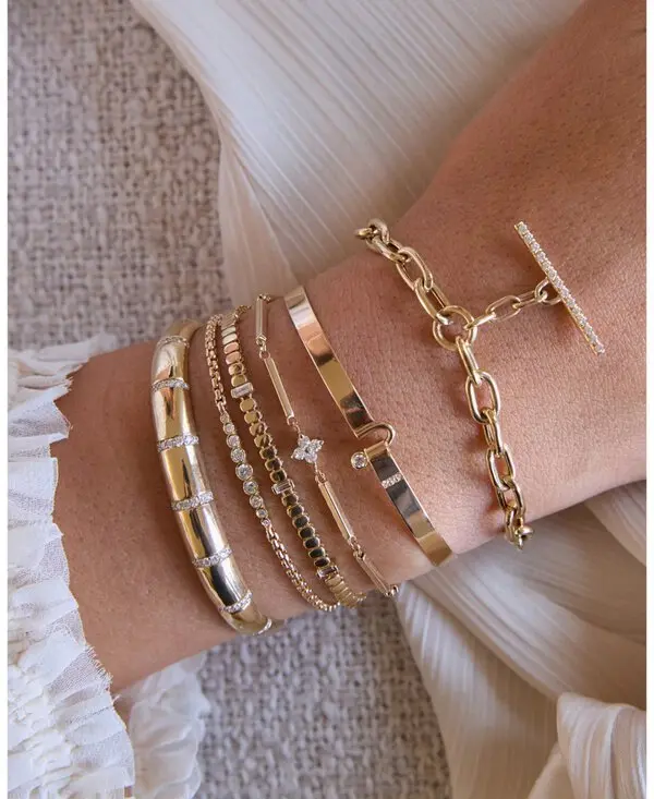Zoe Chicco 14k Yellow Diamonds Graduated Box Link Bracelet