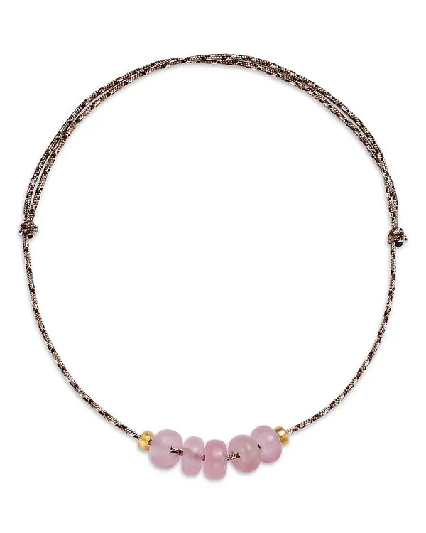 Zoe Chicco 14k Yellow Rose Quartz Slider Necklace - Gold