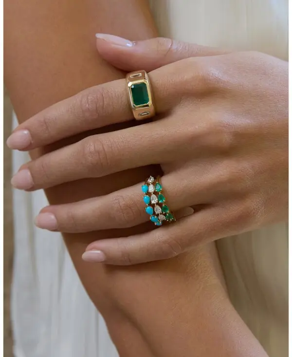 Zoe Chicco 14k Yellow Turquoise Five Stone Band