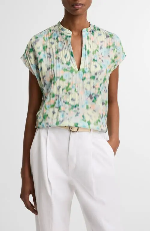 Vince Painted Garden Cap Sleeve Top - Herb Petal
