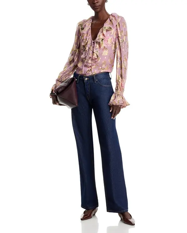 Kobi Halperin Leia Jacquard Ruffle Blouse