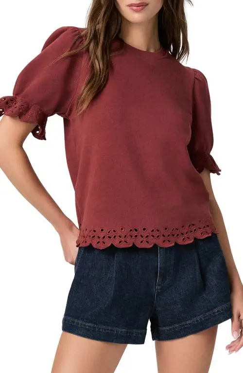 Paige Ciabatta Eyelet Detail Cotton Knit Top - Burnt Sienna