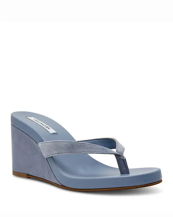 Steve Madden Playing Wedge Sandals - Blue Suede