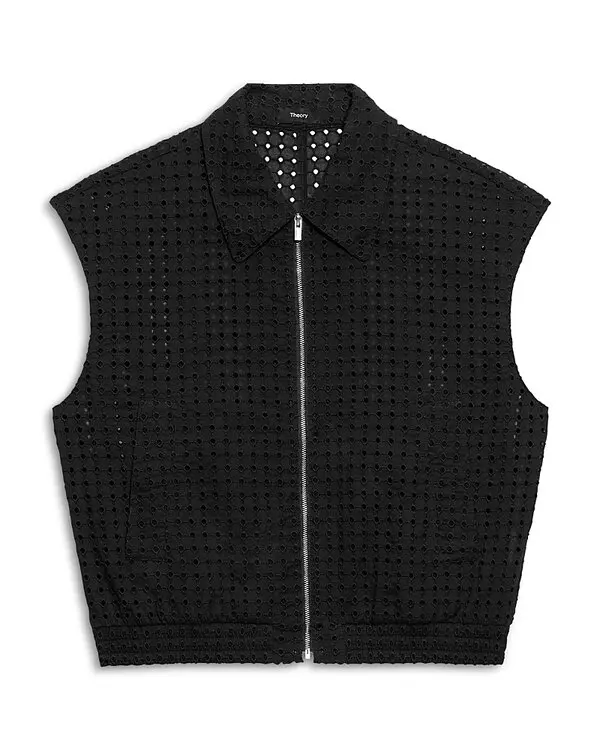Theory Eyelet Embroidered Vest - Black