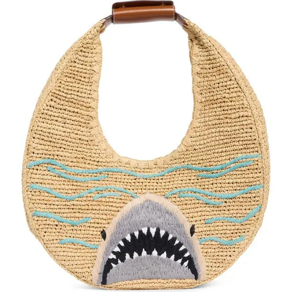Staud Large Moon Crochet Raffia Tote - Great White