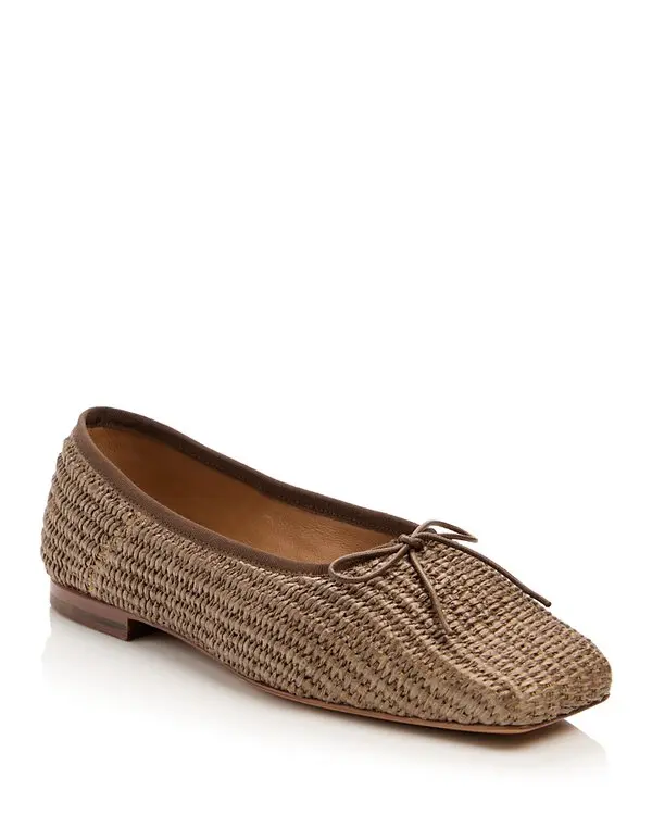MANSUR GAVRIEL Woven Square Toe Ballerina Flats - Anise