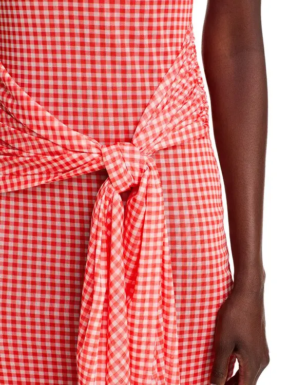 TOCCIN Wylie Boat Neck Tie Front Midi Dress