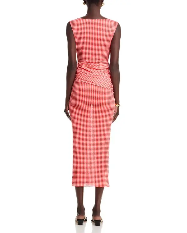 TOCCIN Wylie Boat Neck Tie Front Midi Dress