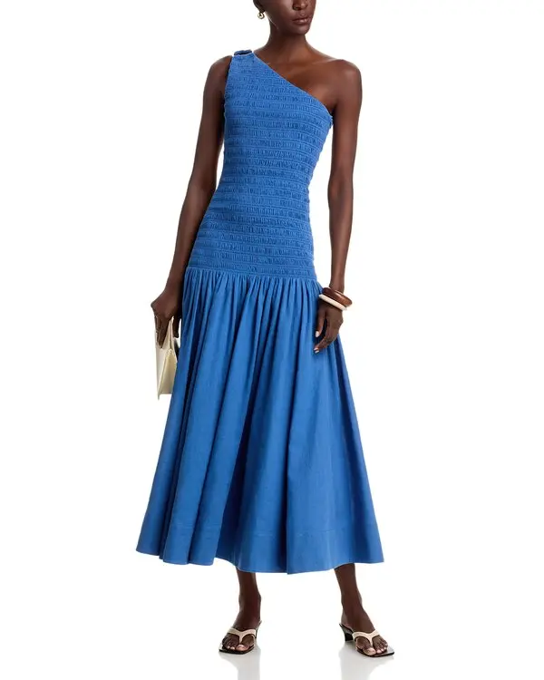 TOCCIN One Shoulder Smocked Maxi Dress