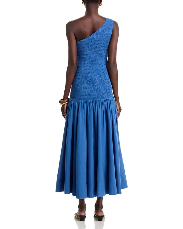 TOCCIN One Shoulder Smocked Maxi Dress