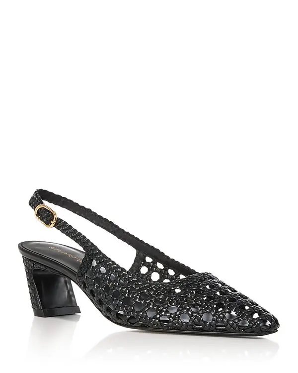 STUART WEITZMAN Stassi 50 Woven Slingback Pumps - Black