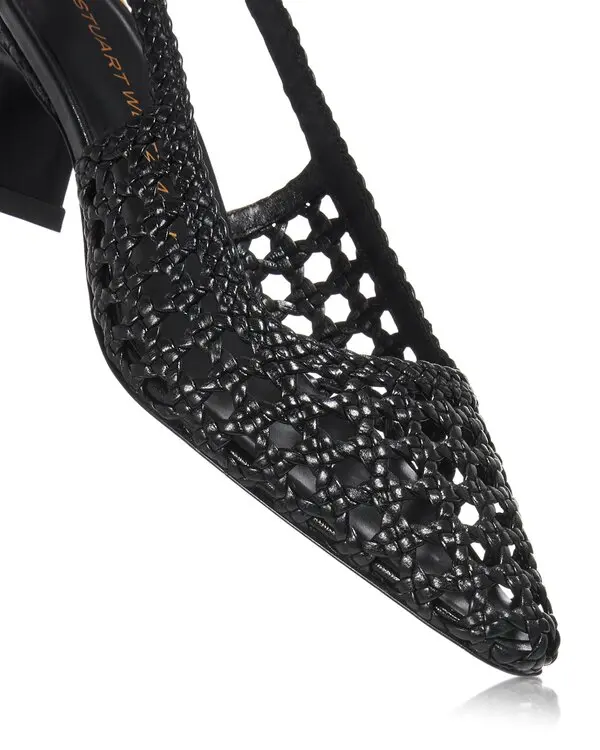 STUART WEITZMAN Stassi 50 Woven Slingback Pumps - Black