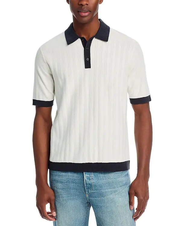 Rag & Bone Zuma Stripe Polo Shirt - Chalk
