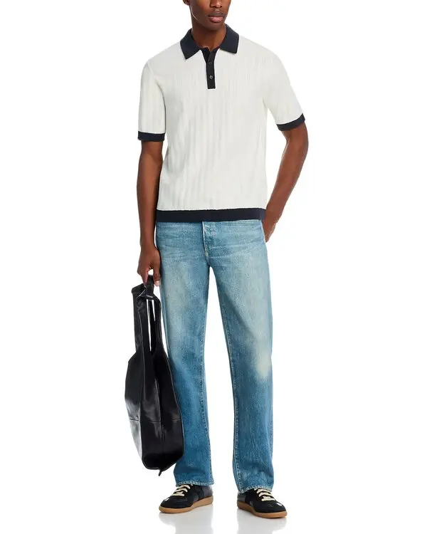 Rag & Bone Zuma Stripe Polo Shirt - Chalk