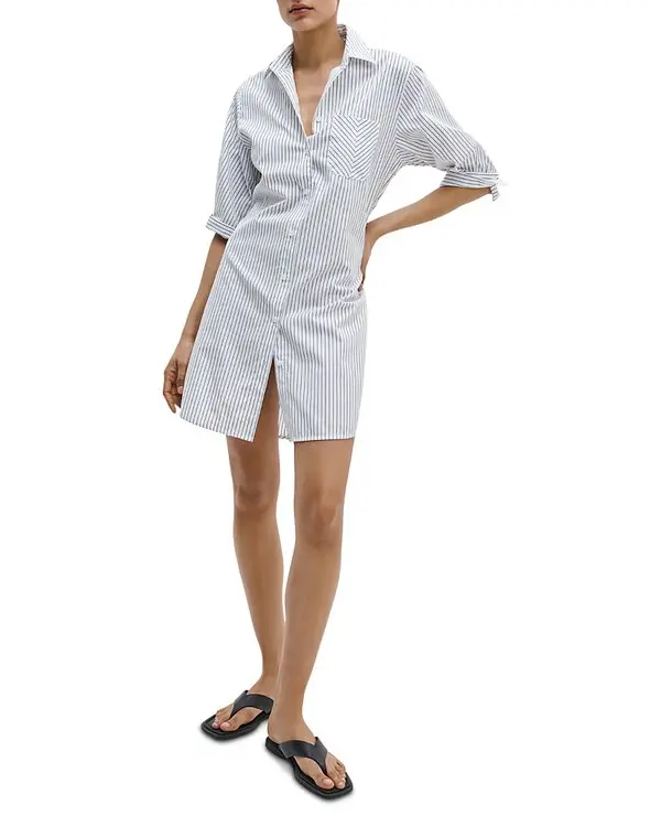 Rag & Bone Lucia Stripe Mini Shirt Dress - Navy Stripe