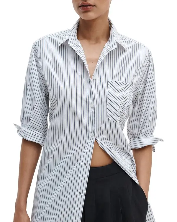 Rag & Bone Lucia Stripe Mini Shirt Dress - Navy Stripe