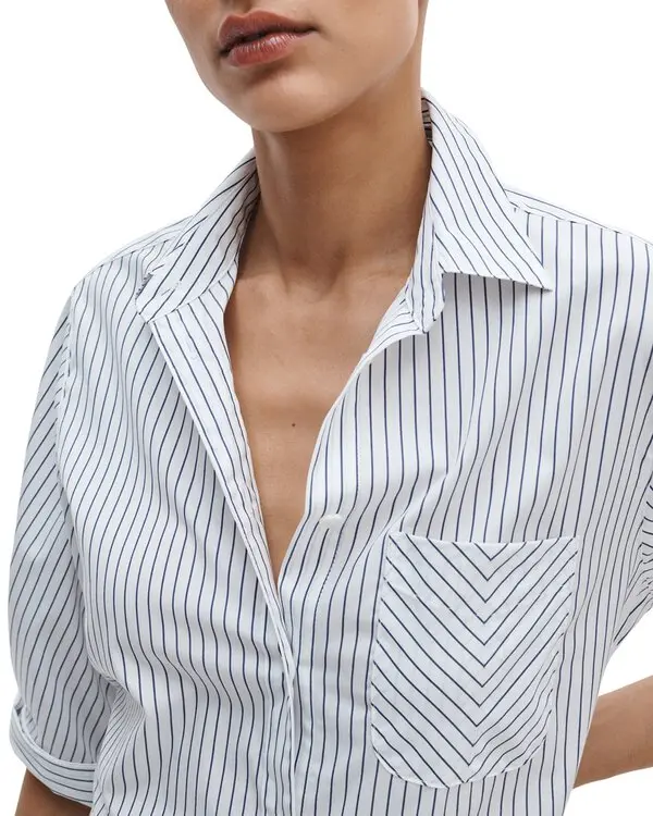 Rag & Bone Lucia Stripe Mini Shirt Dress - Navy Stripe