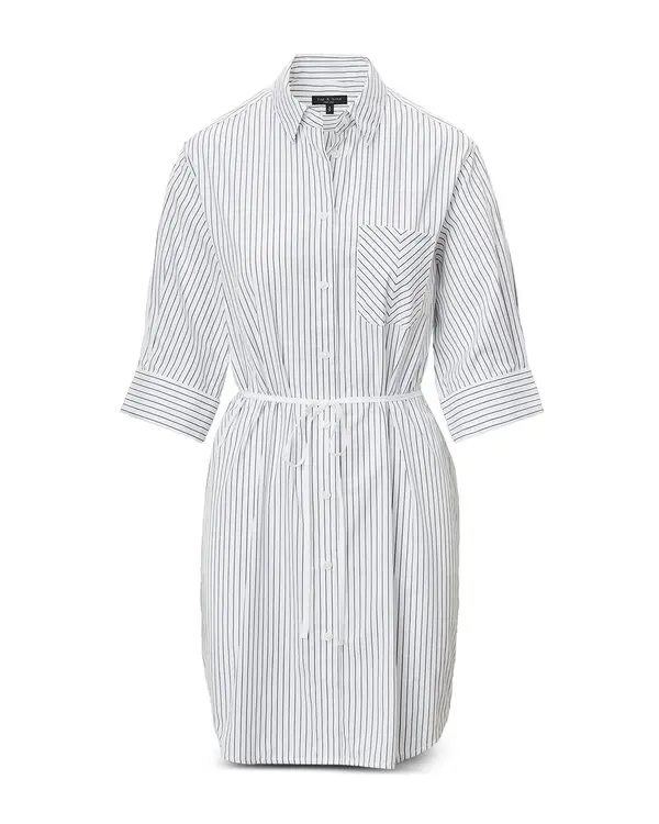 Rag & Bone Lucia Stripe Mini Shirt Dress - Navy Stripe