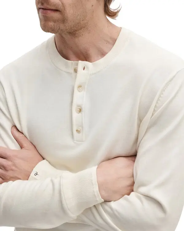 Rag & Bone Washed Henley Shirt - Chalk