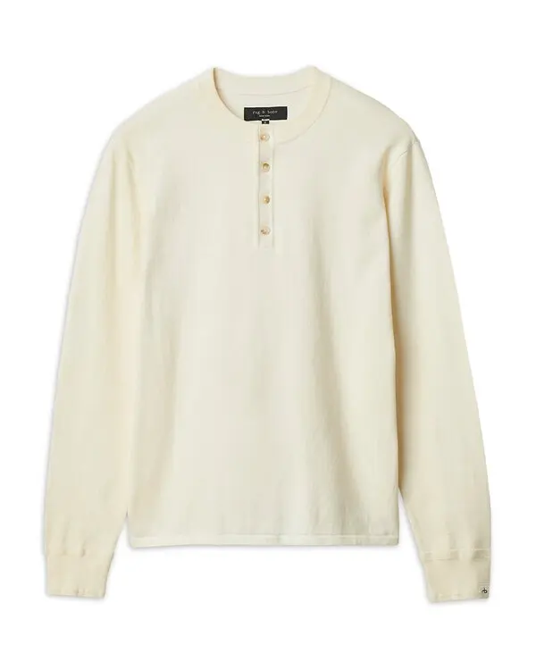 Rag & Bone Washed Henley Shirt - Chalk