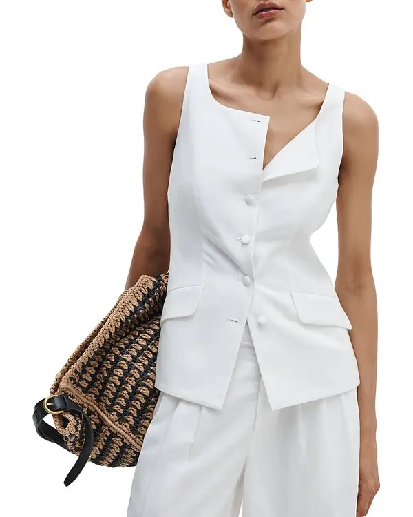 Rag & Bone Lola Button Front Vest - White