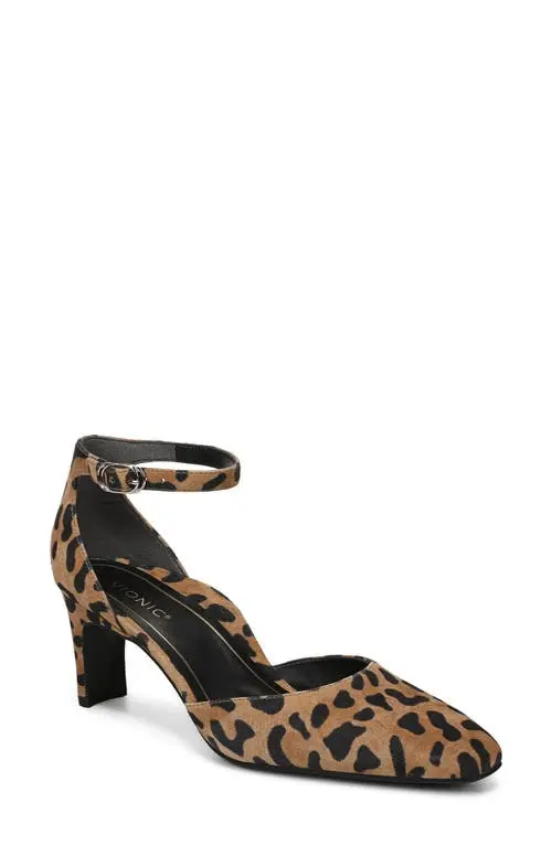 Vionic Scarlett Ankle Strap Pump - Tan Leopard Leather