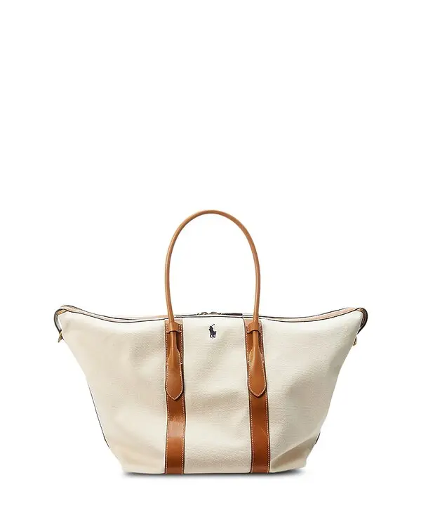 Polo Ralph Lauren Bellport Extra Large Canvas Tote - Natural/cuoio