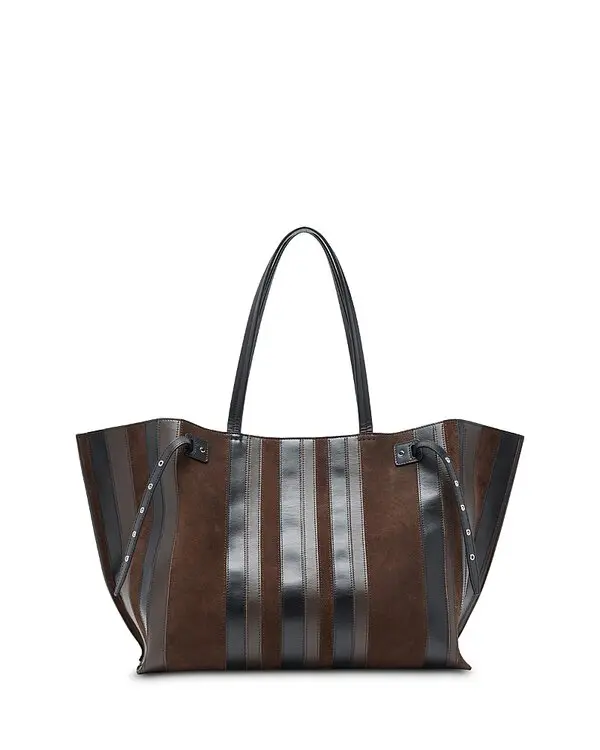 Proenza Schouler Large Striped Leather & Suede Tote Bag - Black/espresso